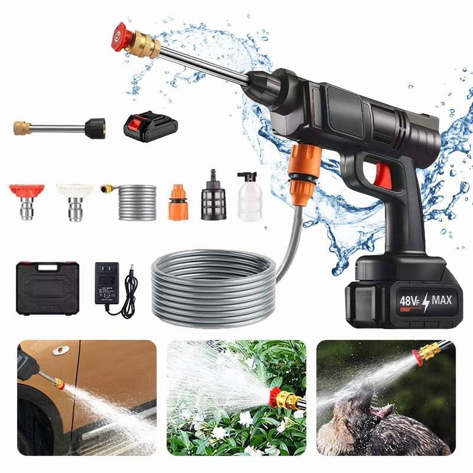 portable cordless car washing spray gun, high pressure, two batteries ...