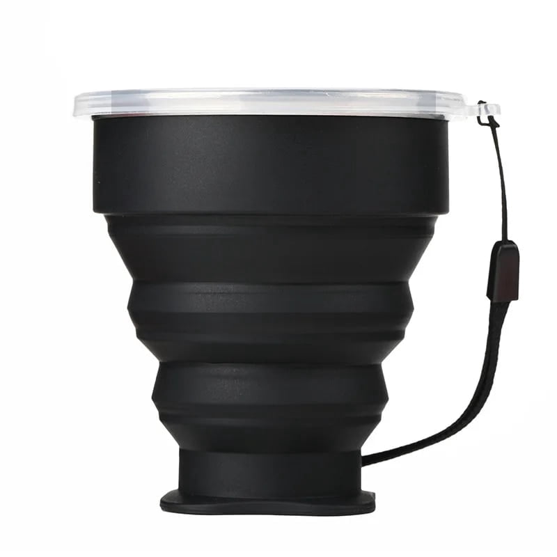 portable silicone retractable folding cup outdoor with cover coffee ...