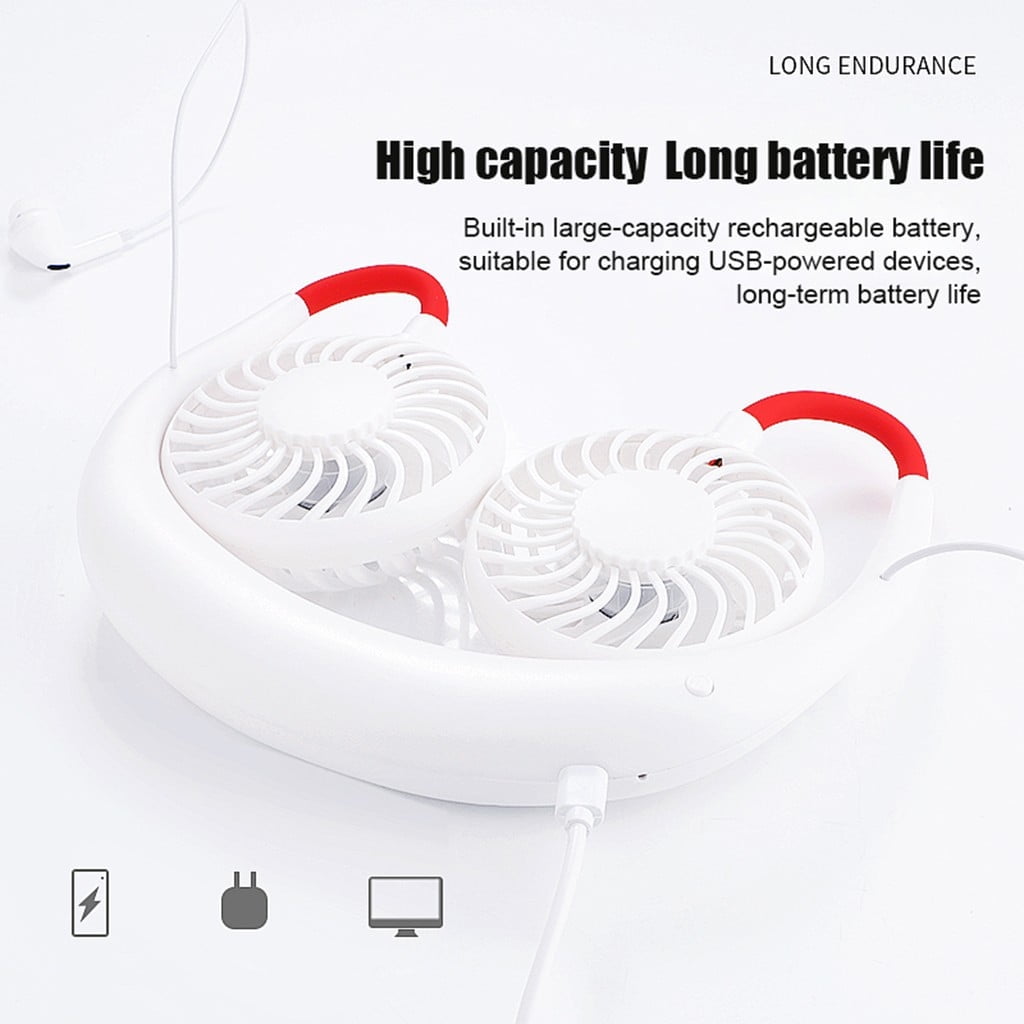 portable usb rechargeable neckband sport fan lazy neck hanging ...