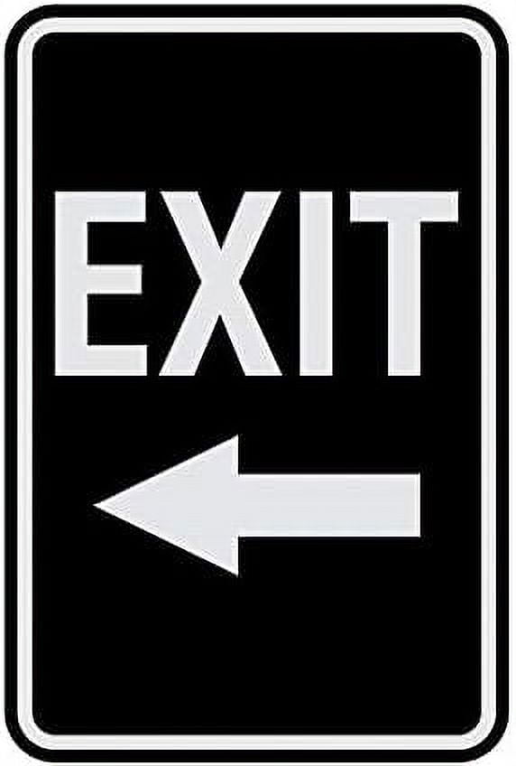 portrait round exit left arrow sign with adhesive tape, mounts on any ...