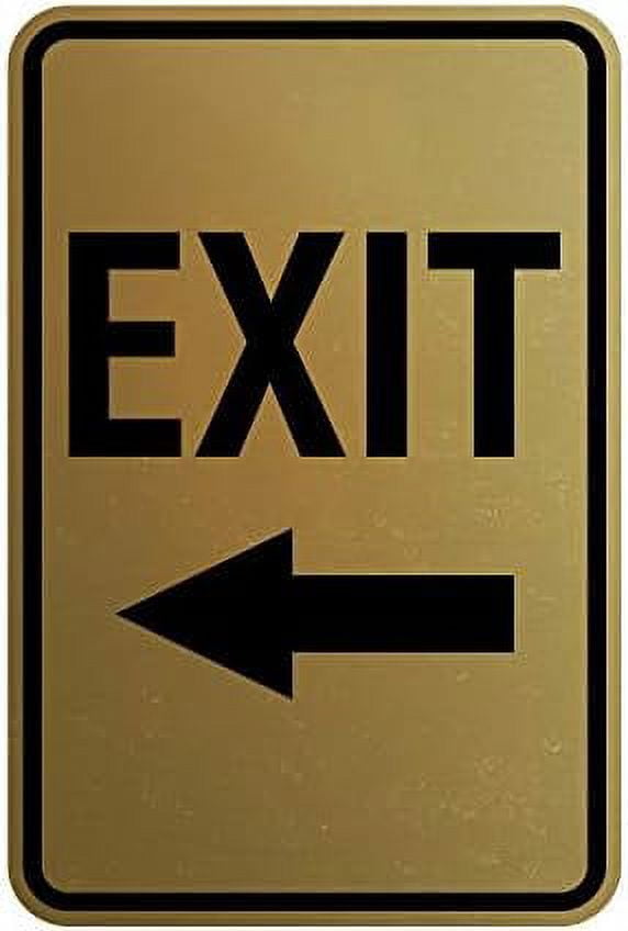 portrait round exit left arrow sign with adhesive tape, mounts on any ...
