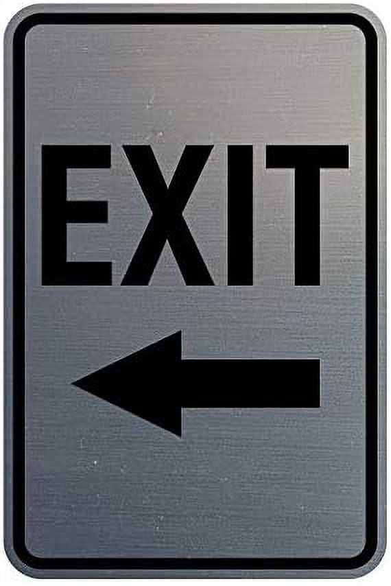 portrait round exit left arrow sign with adhesive tape, mounts on any ...