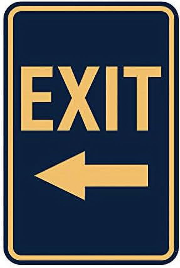 portrait round exit left arrow sign with adhesive tape, mounts on any ...