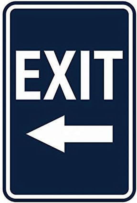 portrait round exit left arrow sign with adhesive tape, mounts on any ...