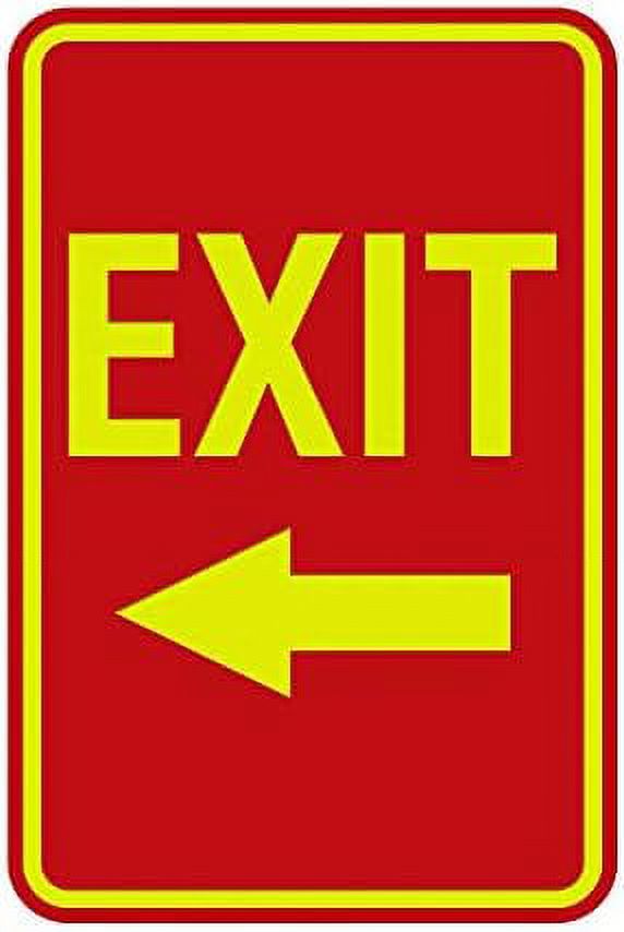 portrait round exit left arrow sign with adhesive tape, mounts on any ...