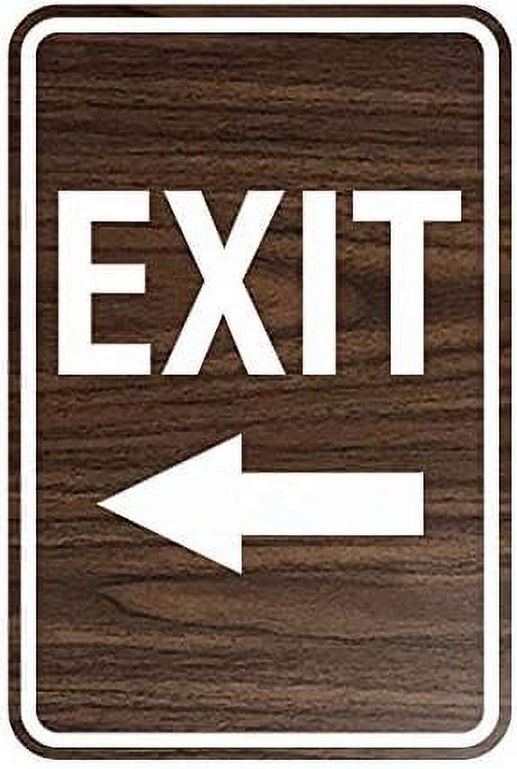portrait round exit left arrow sign with adhesive tape, mounts on any ...