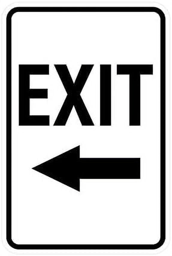 portrait round exit left arrow sign with adhesive tape, mounts on any ...