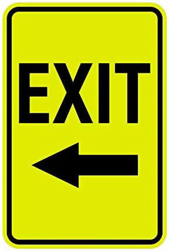 portrait round exit left arrow sign with adhesive tape, mounts on any ...