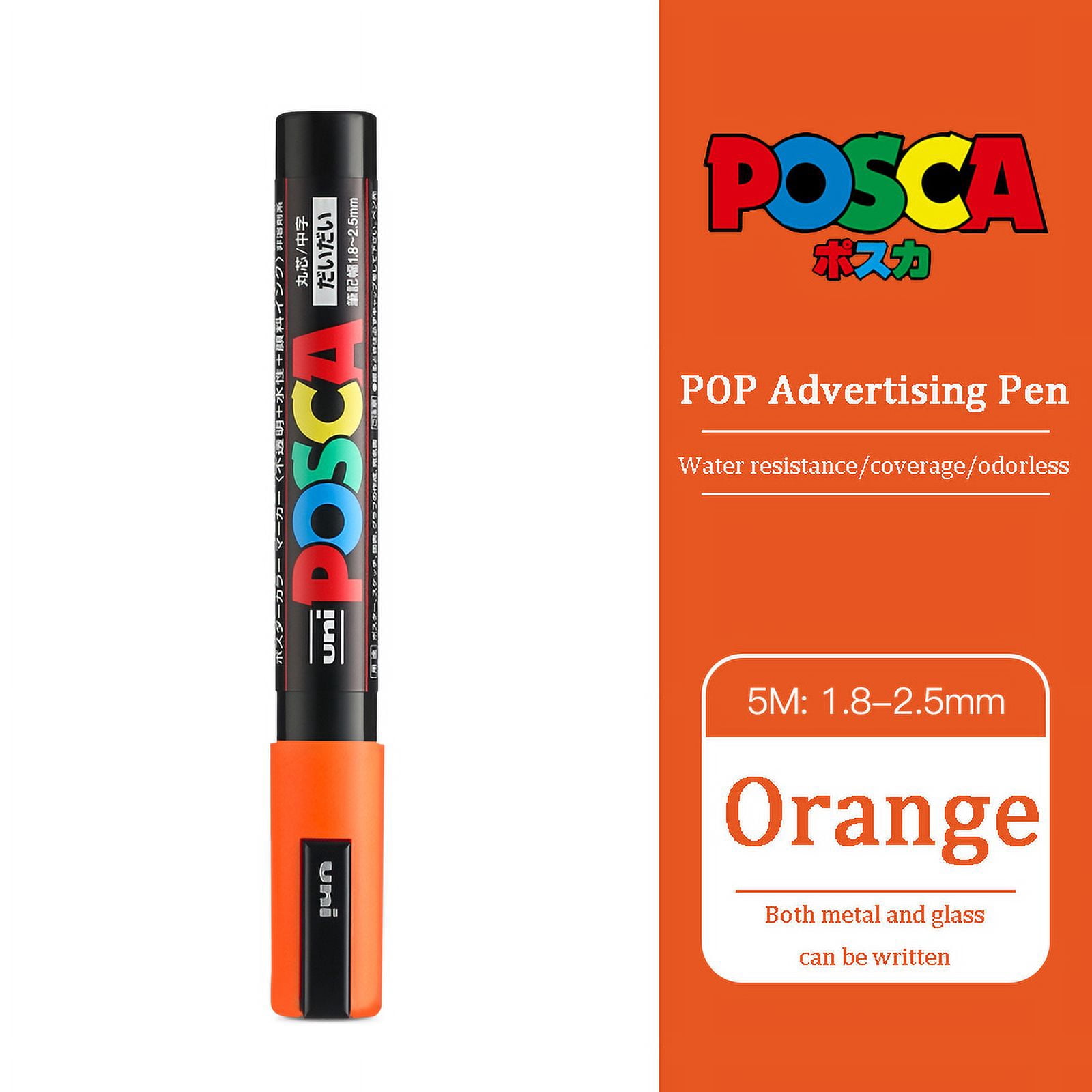 Posca Markers with Reversible Tips, MITSUBISHI 5M Medium Acrylic Paint ...