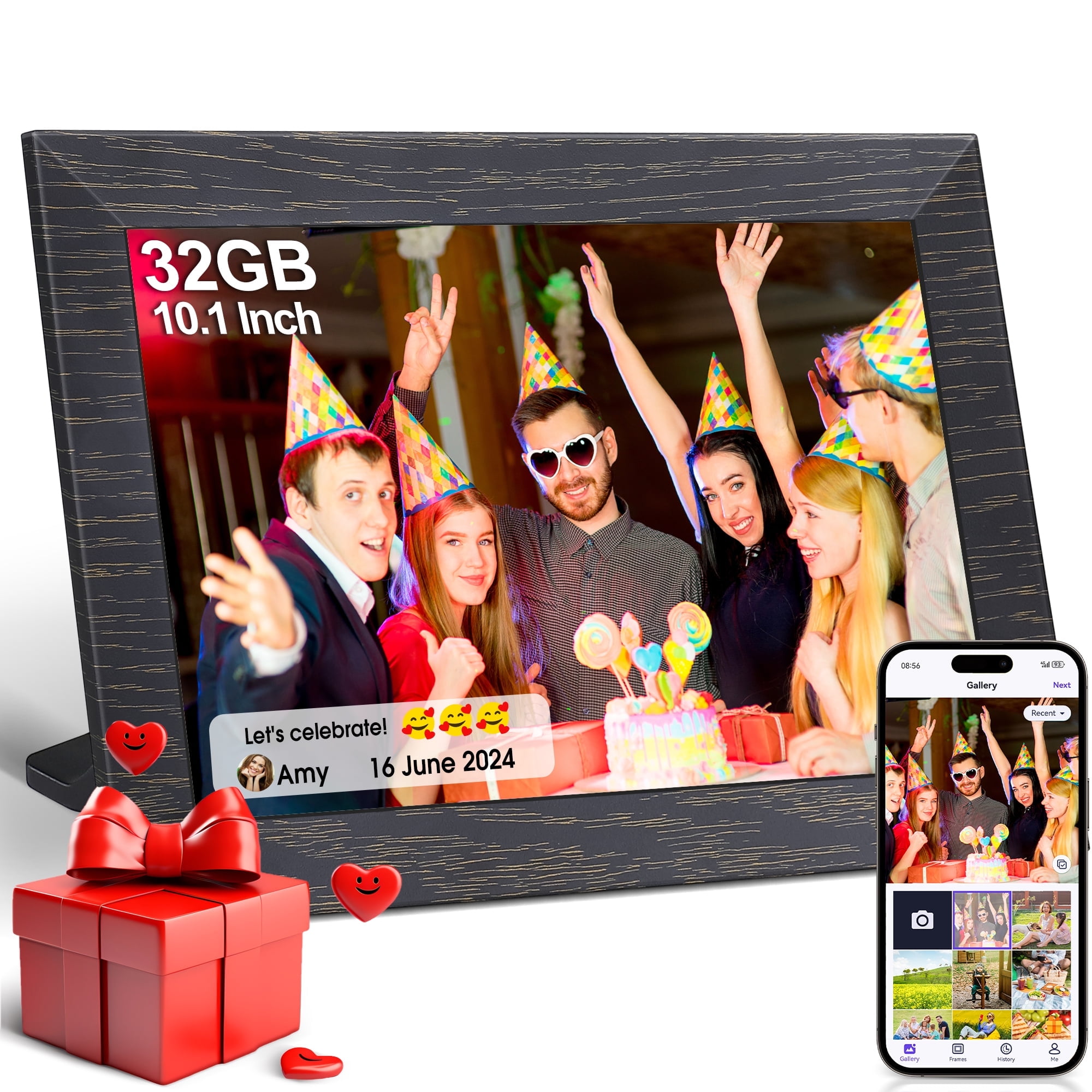 10.1'' Wifi Digital Picture Frame, 32GB, Auto-Rotate, Wall-Mountable ...