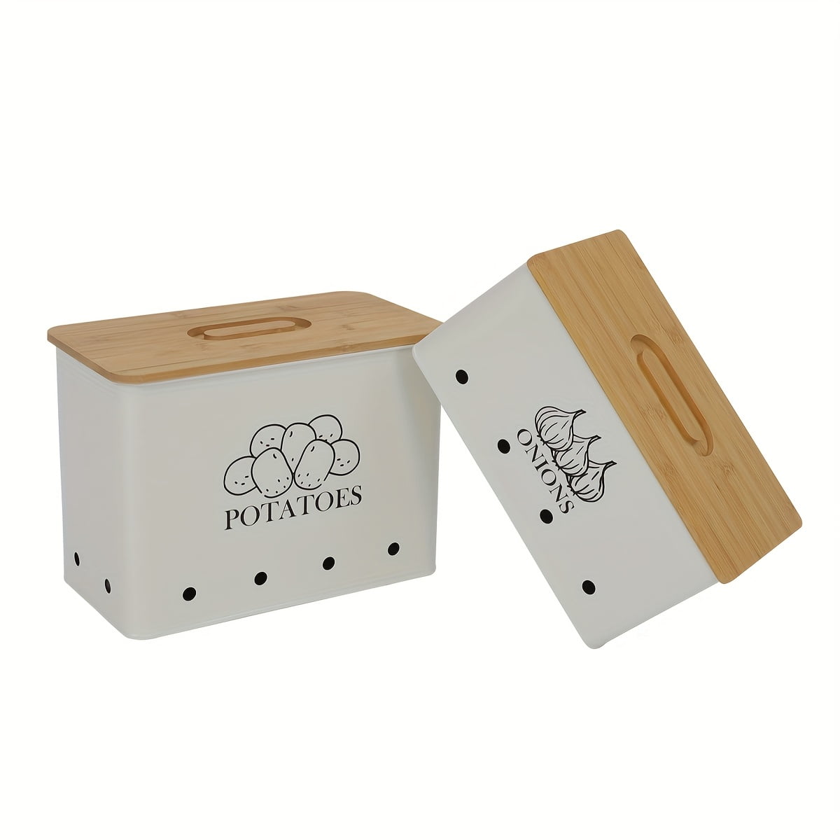 potato and onion storage bin, 2 pack Metal Storage Canisters for ...