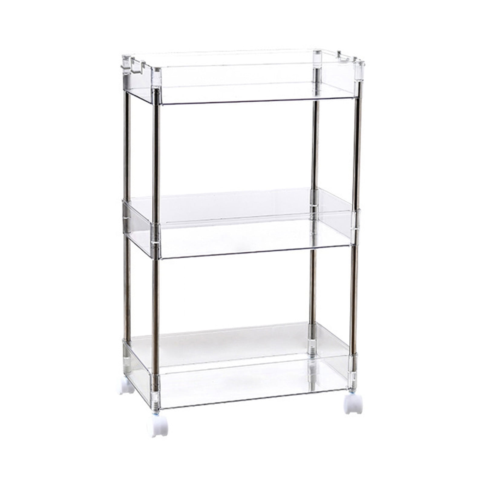 potrochi 3 Tier Acrylic Storage Rolling Cart Clear Bathroom Cart ...
