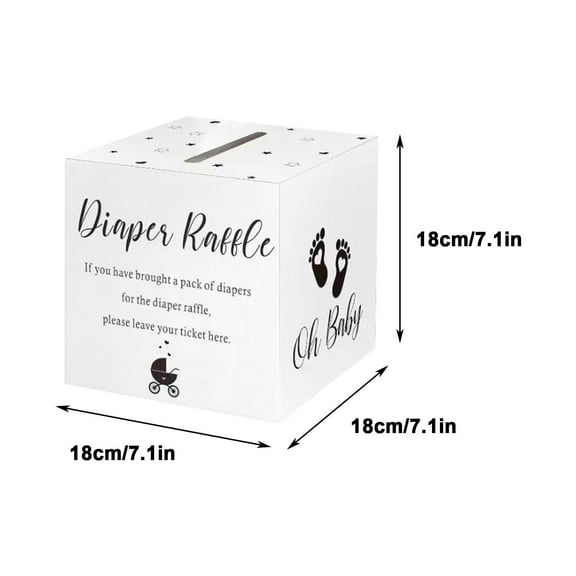 Qonioi Diaper Raffle Tickets with Box, 50 Diaper Cards for Baby Shower ...