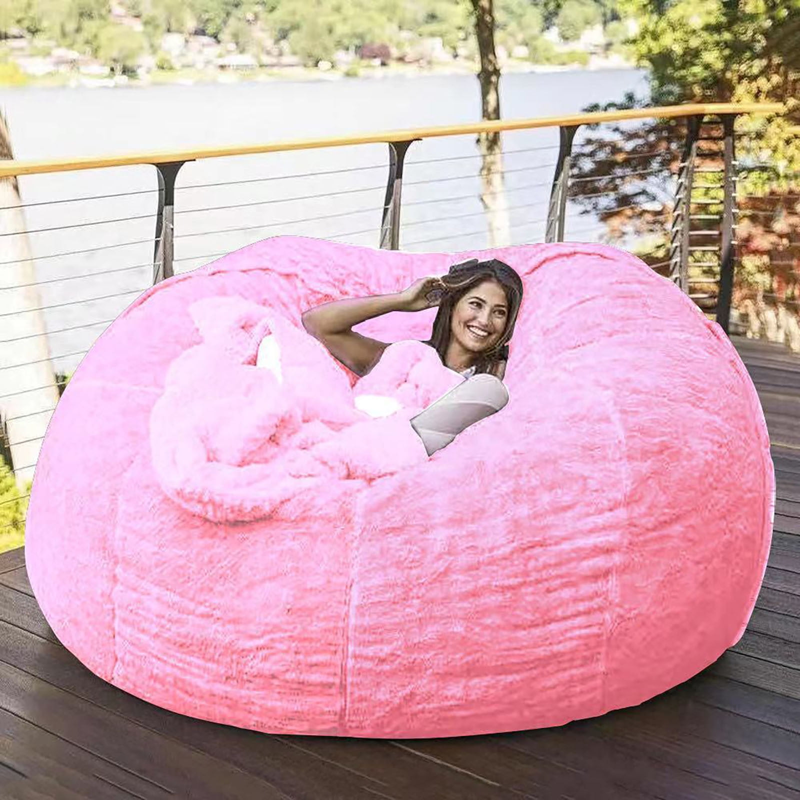 potrochi Bean Bag Chair Cover, Big Round Soft Fluffy PV Velvet Sofa Bed ...