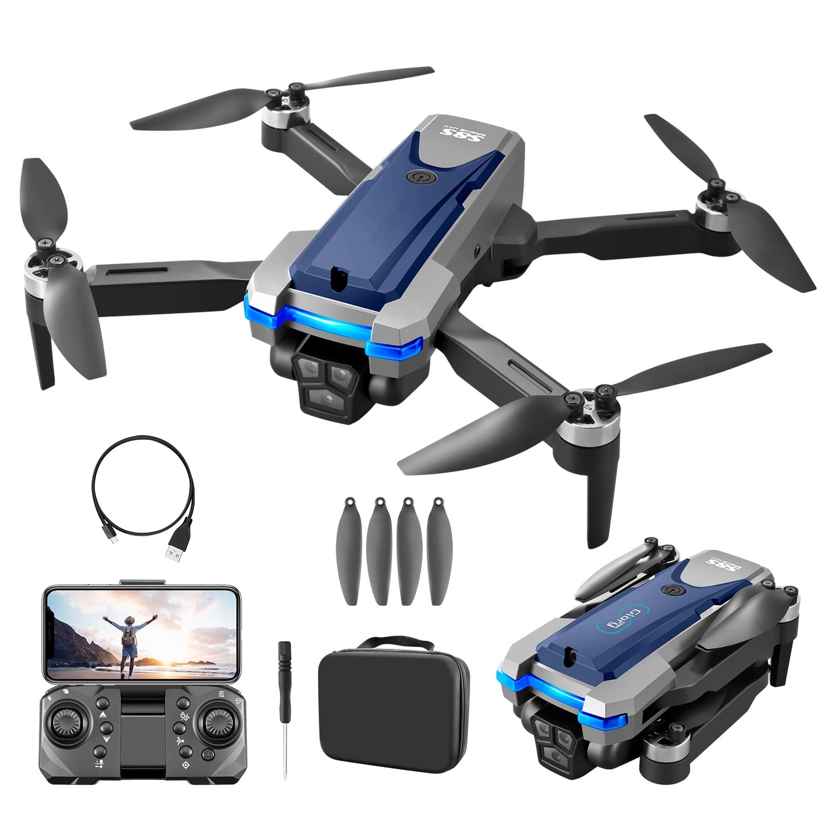 potrochi Drone with Camera for Adults Kids, Brushless Motor Drones With ...