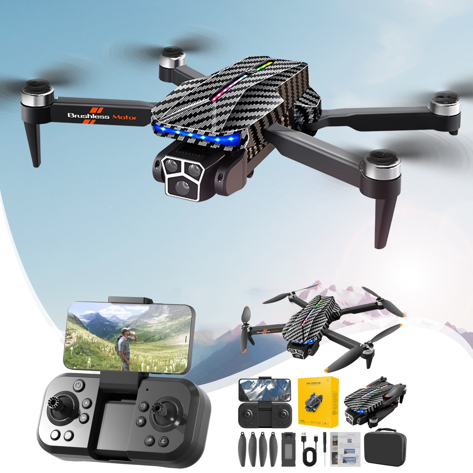 potrochi Drone with Camera for Adults Kids, FPV Drone With ESC Camera ...