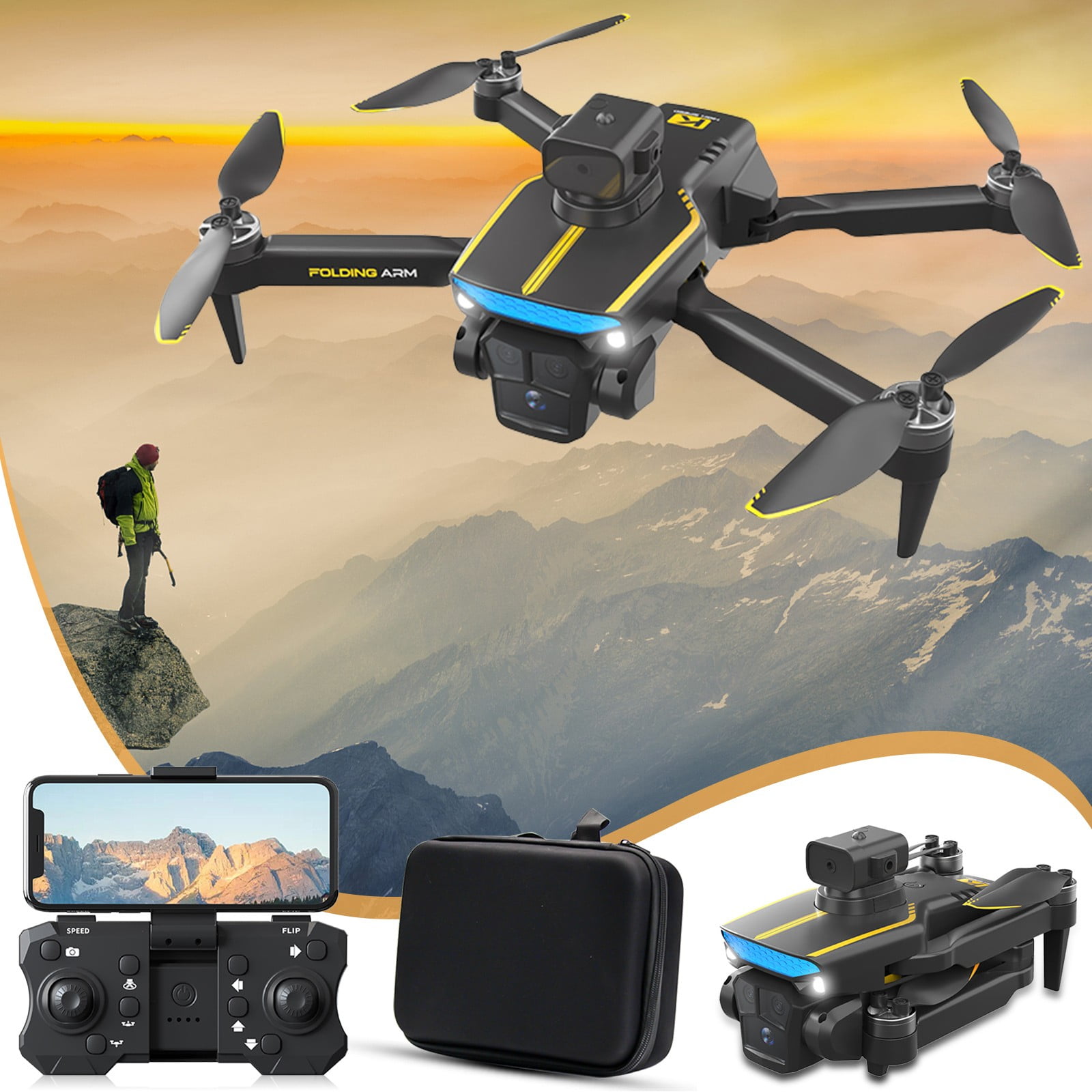 potrochi Drone with Camera for Adults Kids, FPV Drone With ESC Camera ...