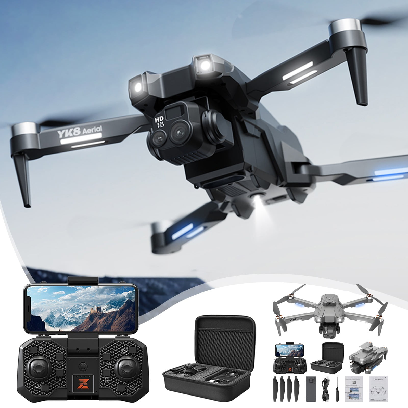 potrochi Drone with Camera for Adults Kids, FPV Drone With ESC Camera ...
