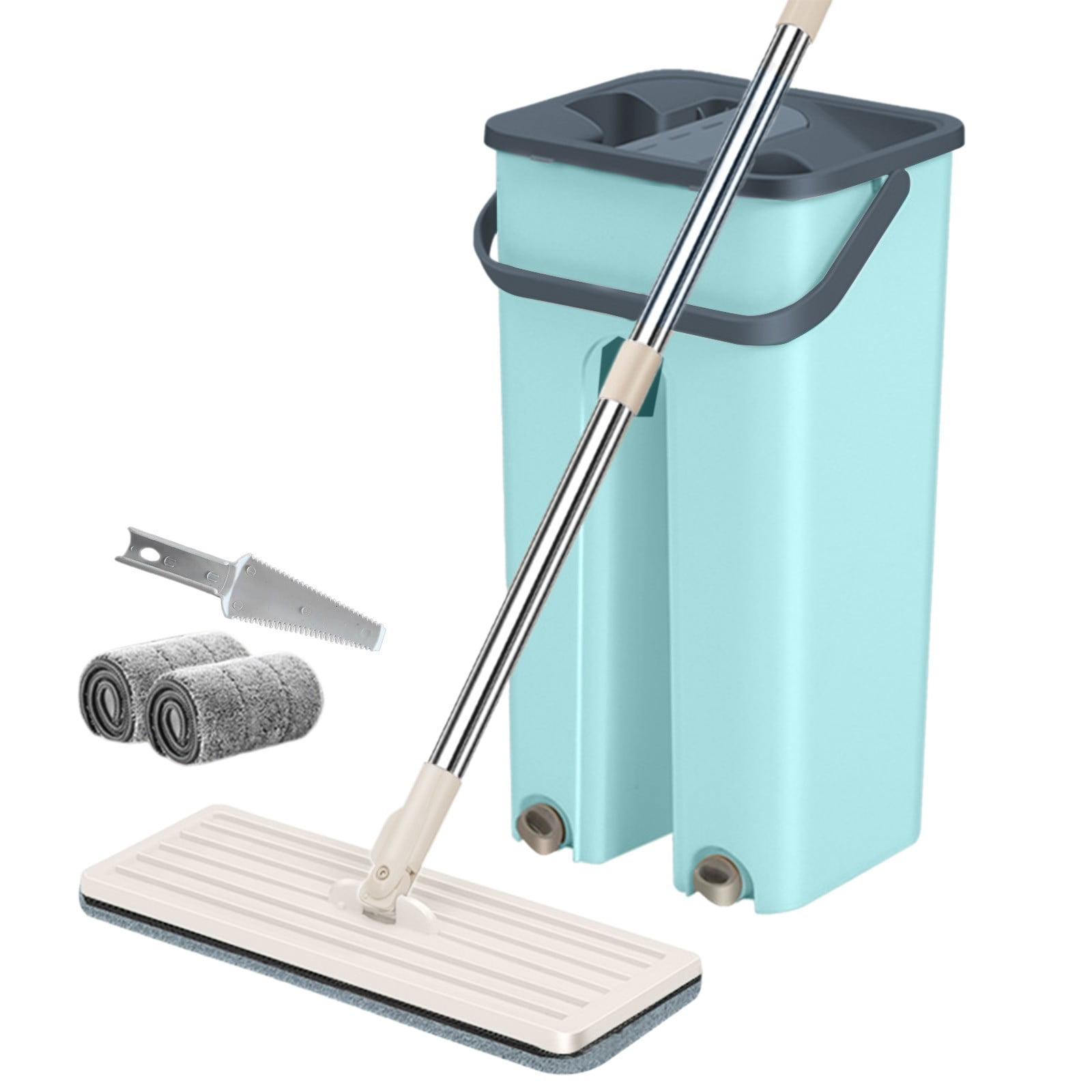 potrochi Floor Mop and Bucket Set, Flat Mop and Bucket System ...