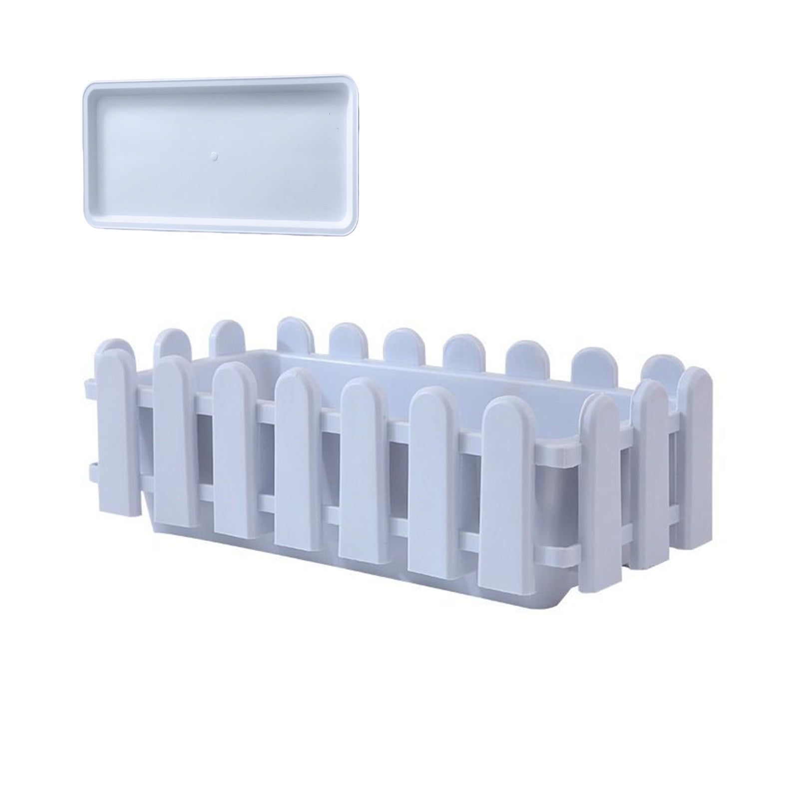 potrochi Plastic Picket Fence, Flower Plant Pot Wooden Window Box ...