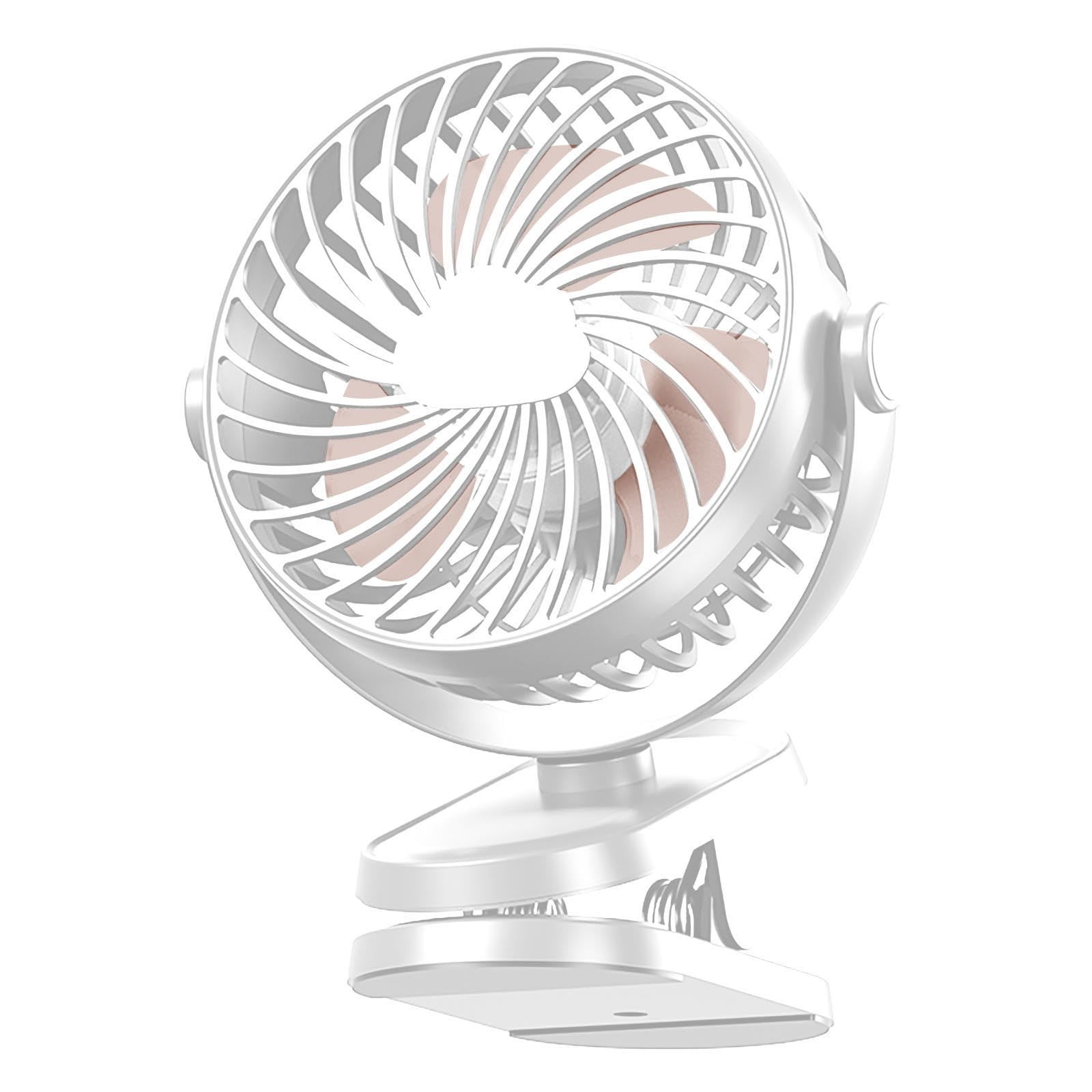 potrochi Rechargeable Clip-on USB Desk Fan, 3 Speeds, Small Personal ...
