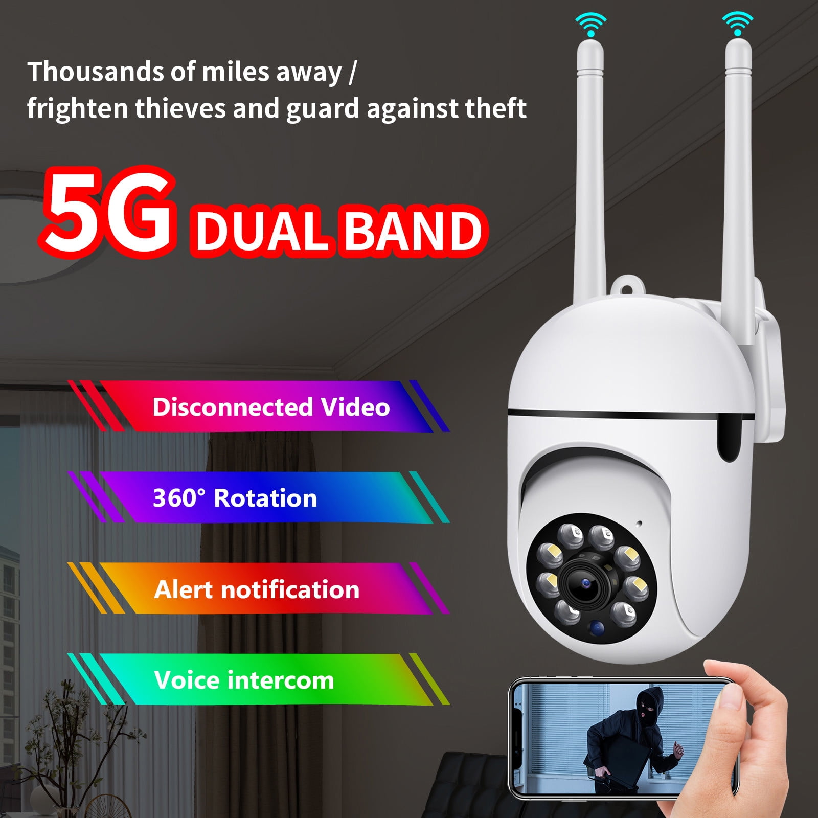 potrochi Security Camera Outdoor, Wireless WiFi IP Camera Home Security ...