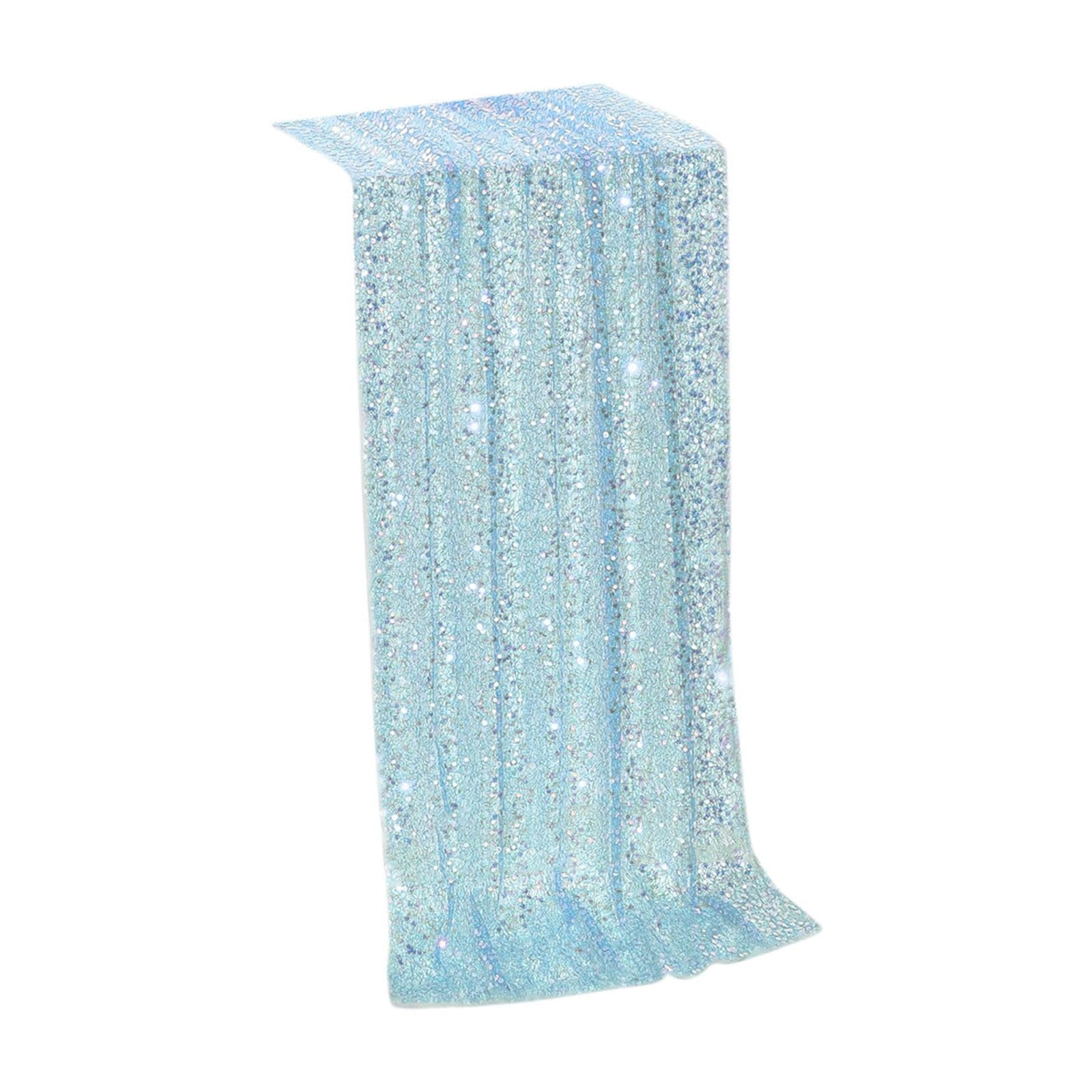 potrochi Sequin Table Runner Blue Sparkly Metallic Sequin Runner for ...