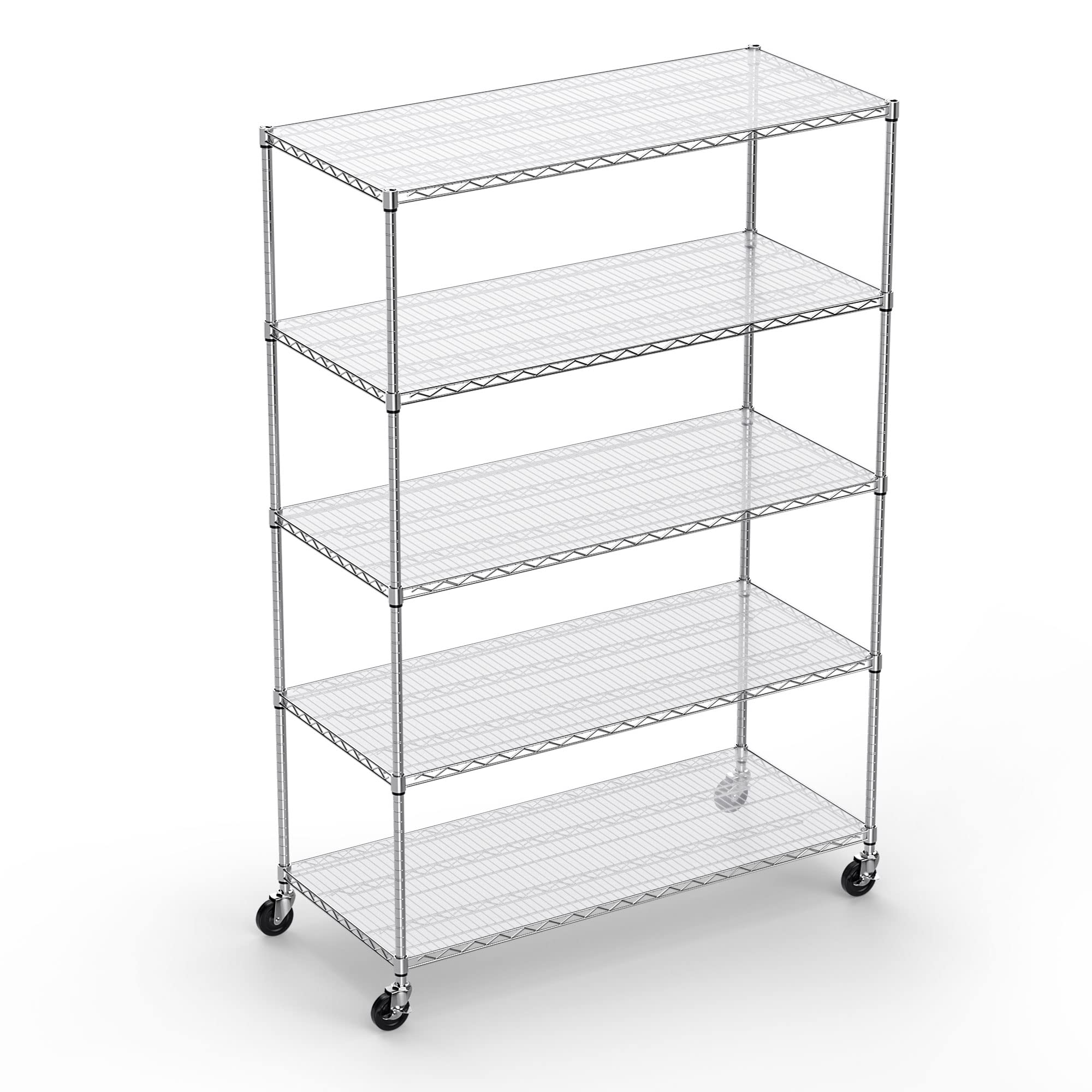 pouseayar 5 Tier NSF Metal Shelf Wire Shelving Unit, Heavy Duty ...