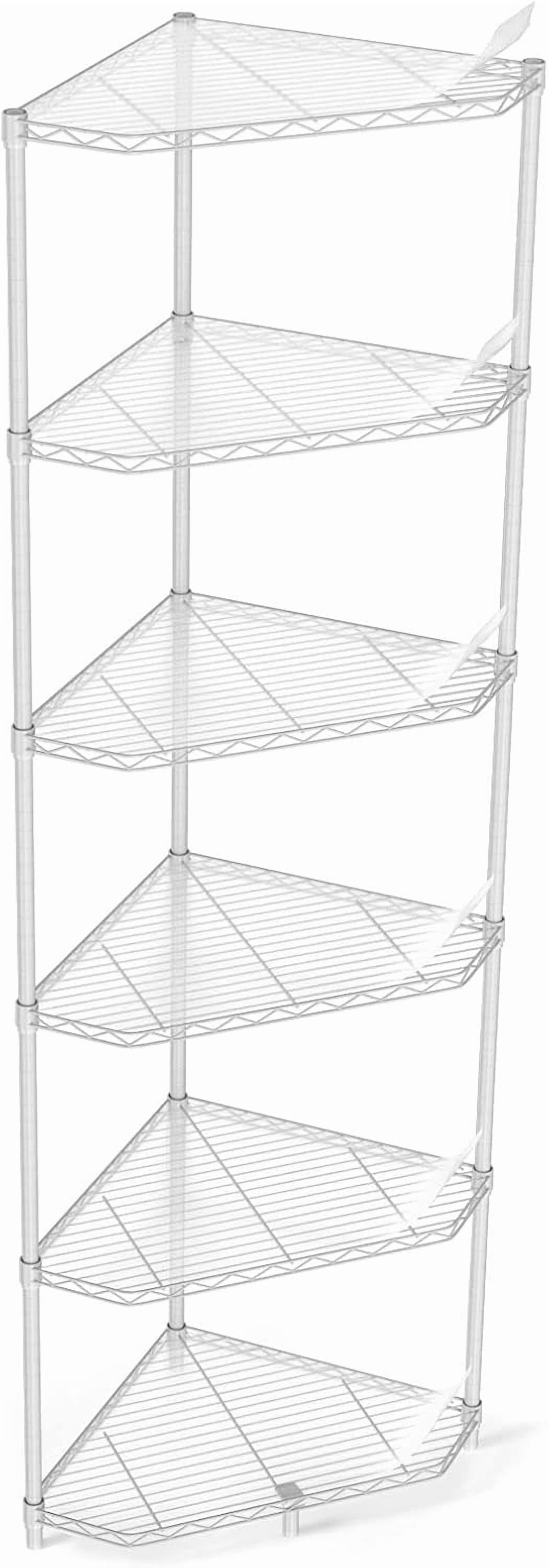pouseayar 6 Tier Pentagonal Corner Wire Shelving Unit, 600lbs Capacity ...