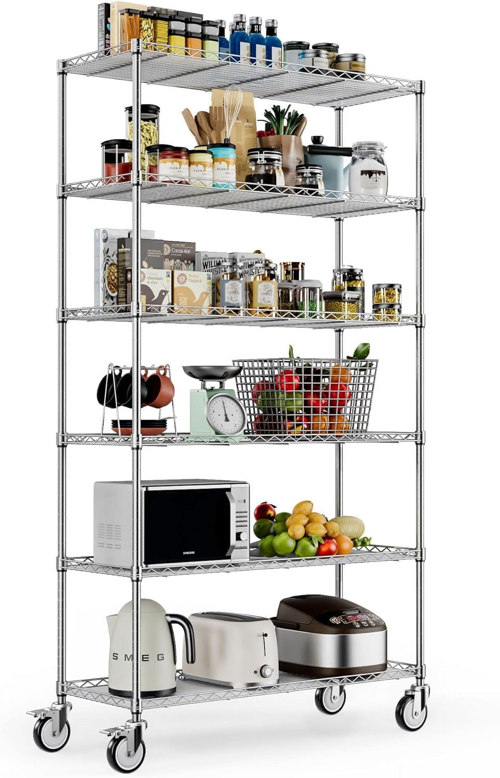 pouseayar Kitchen Shelf Units Storage Organizer, 6 Tier 2100LBS ...