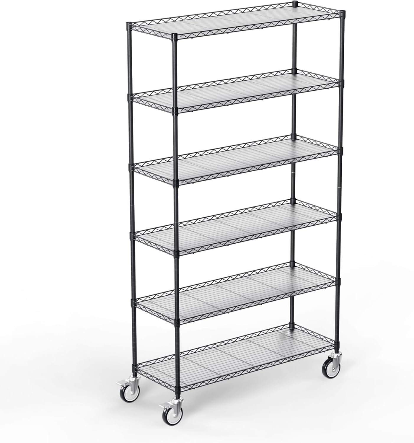 pouseayar Kitchen Wire Shelving Rack, 6 Tier 2100LBS Metal Shelf ...
