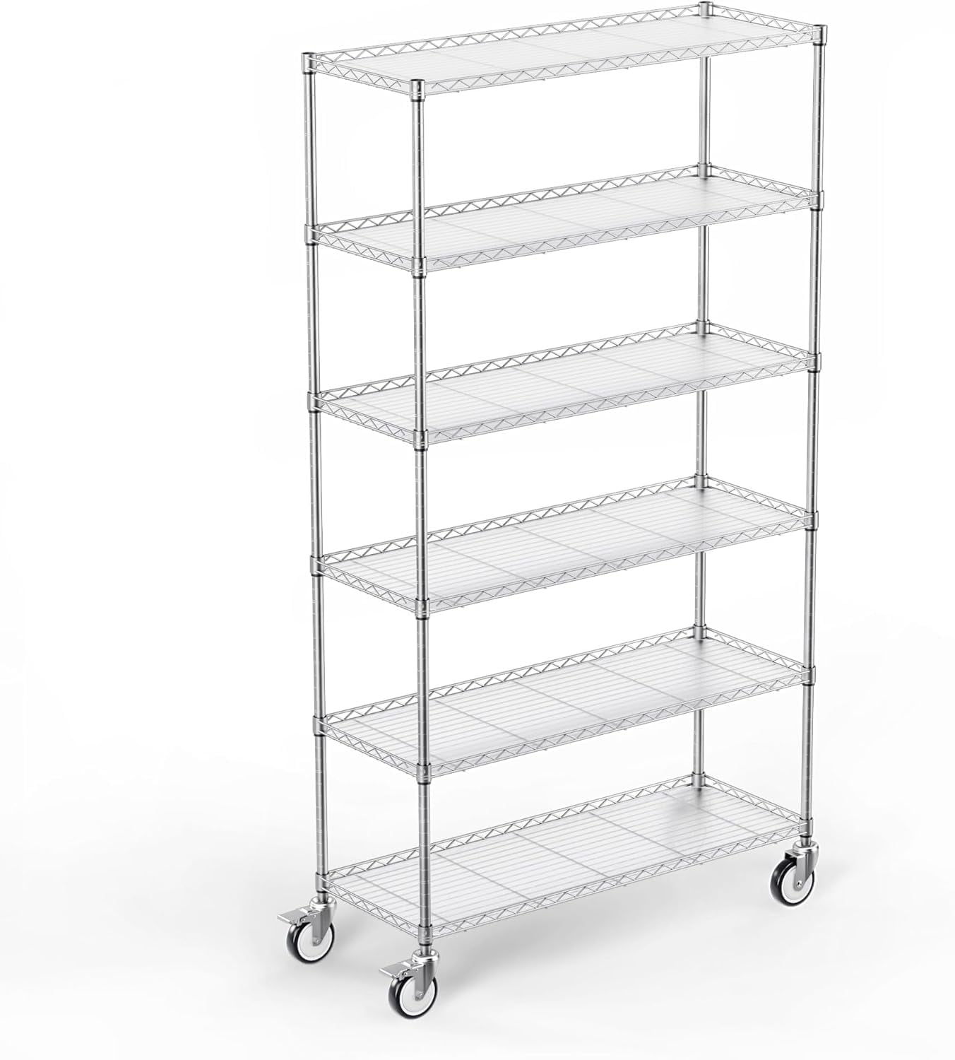 pouseayar Kitchen Wire Shelving Rack, 6 Tier 2100LBS Metal Shelf ...