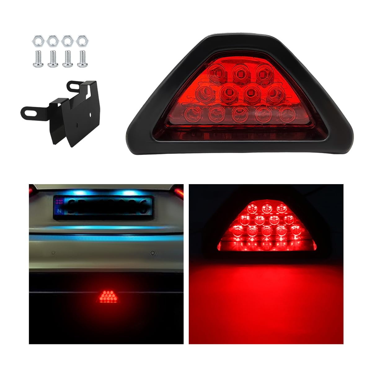 povtii Car F1 Style IFF17 Brake Light, Waterproof Auto DRL Fog Rear Tail Third Brake Light, 12 ...