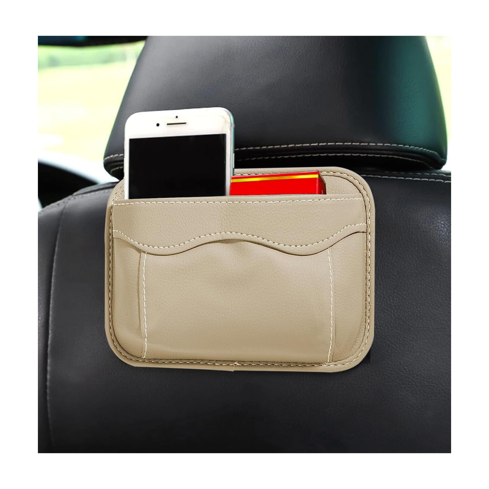 povtii Car Seat Side Pocket Organizer, PU Leather Cell Phone Sunglasses ...