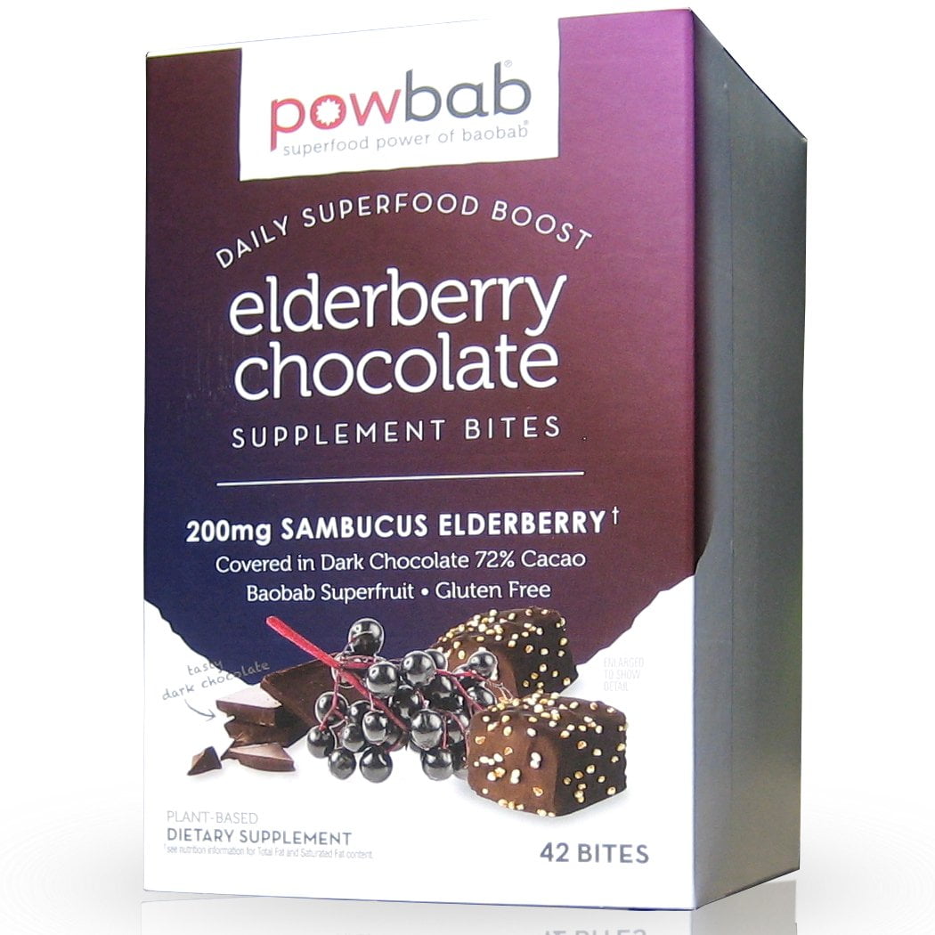 powbab Elderberry Chocolate Bites (42 count) - 33% Less Sugar than ...