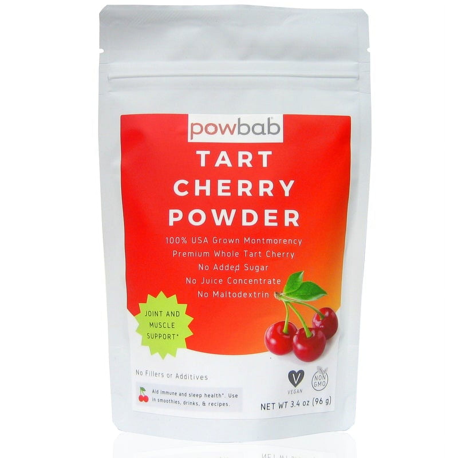 Powbab Tart Cherry Powder, Organic Montmorency Dried Cherries, USA ...