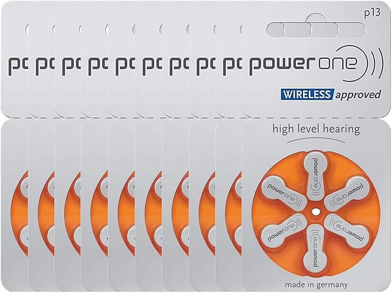 powerone Size 13 Hearing Aid Batteries Zinc Air P13 Pack of 60 ...