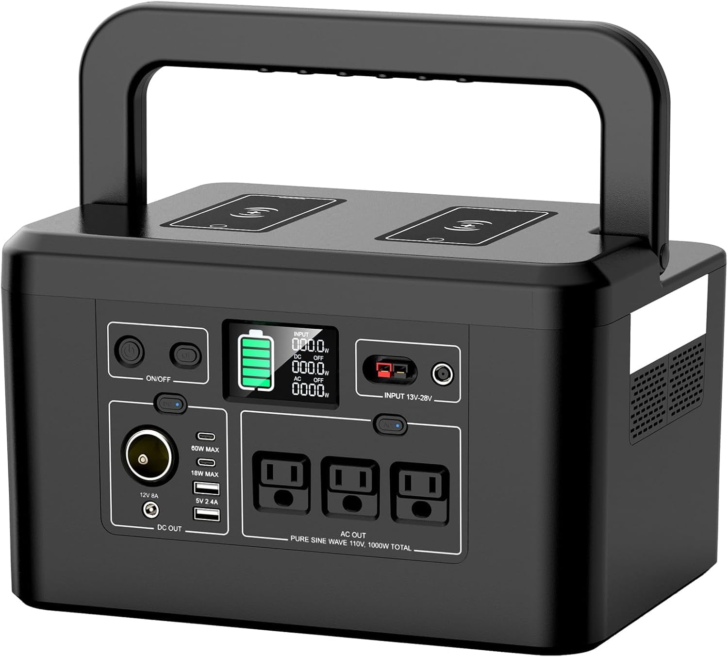 powkey Portable Power Station 800W with 3 AC Outlets, 110V/740Wh Solar Generator(Solar Panel ...