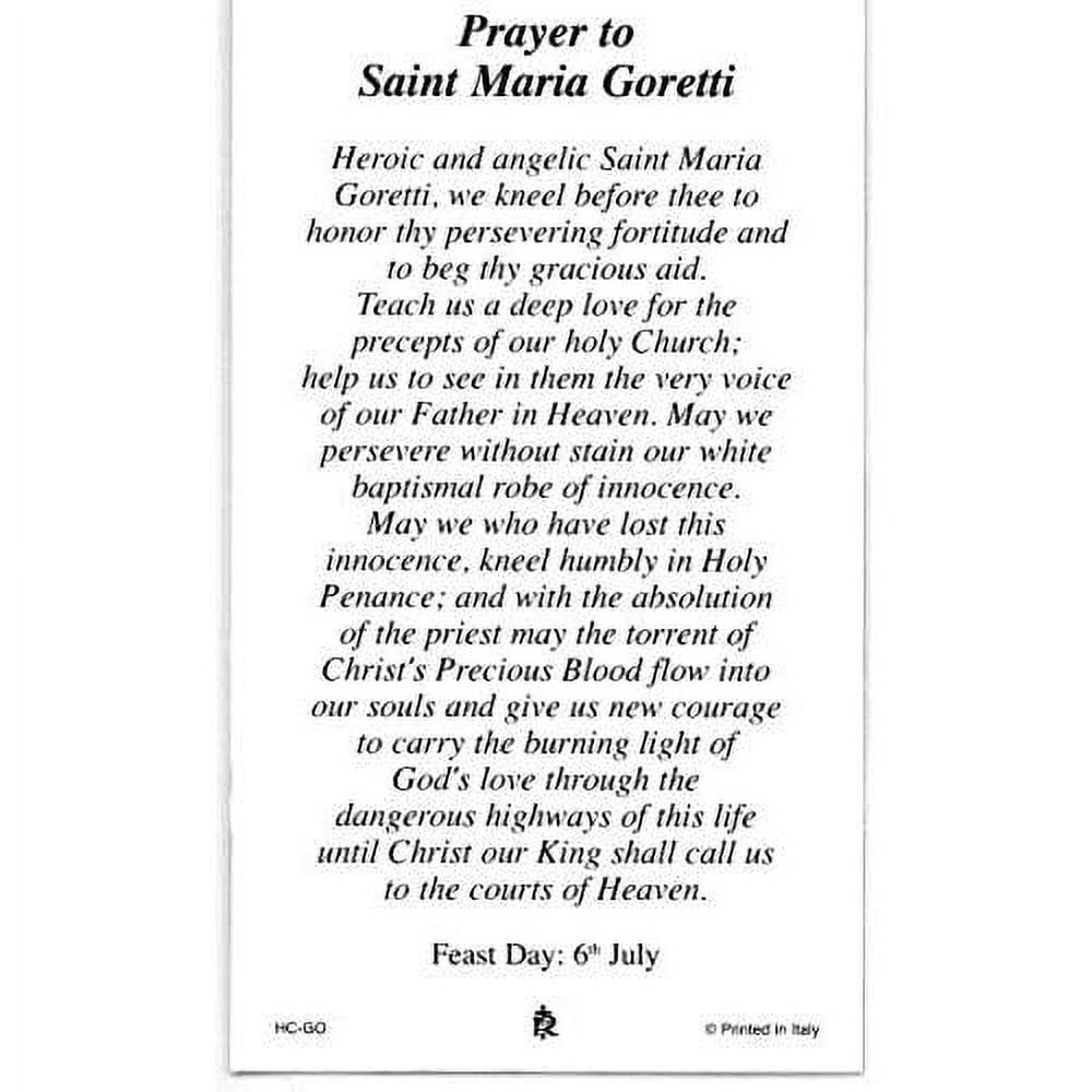 prayer to st. maria goretti holy card - laminated - pack of 25 ...