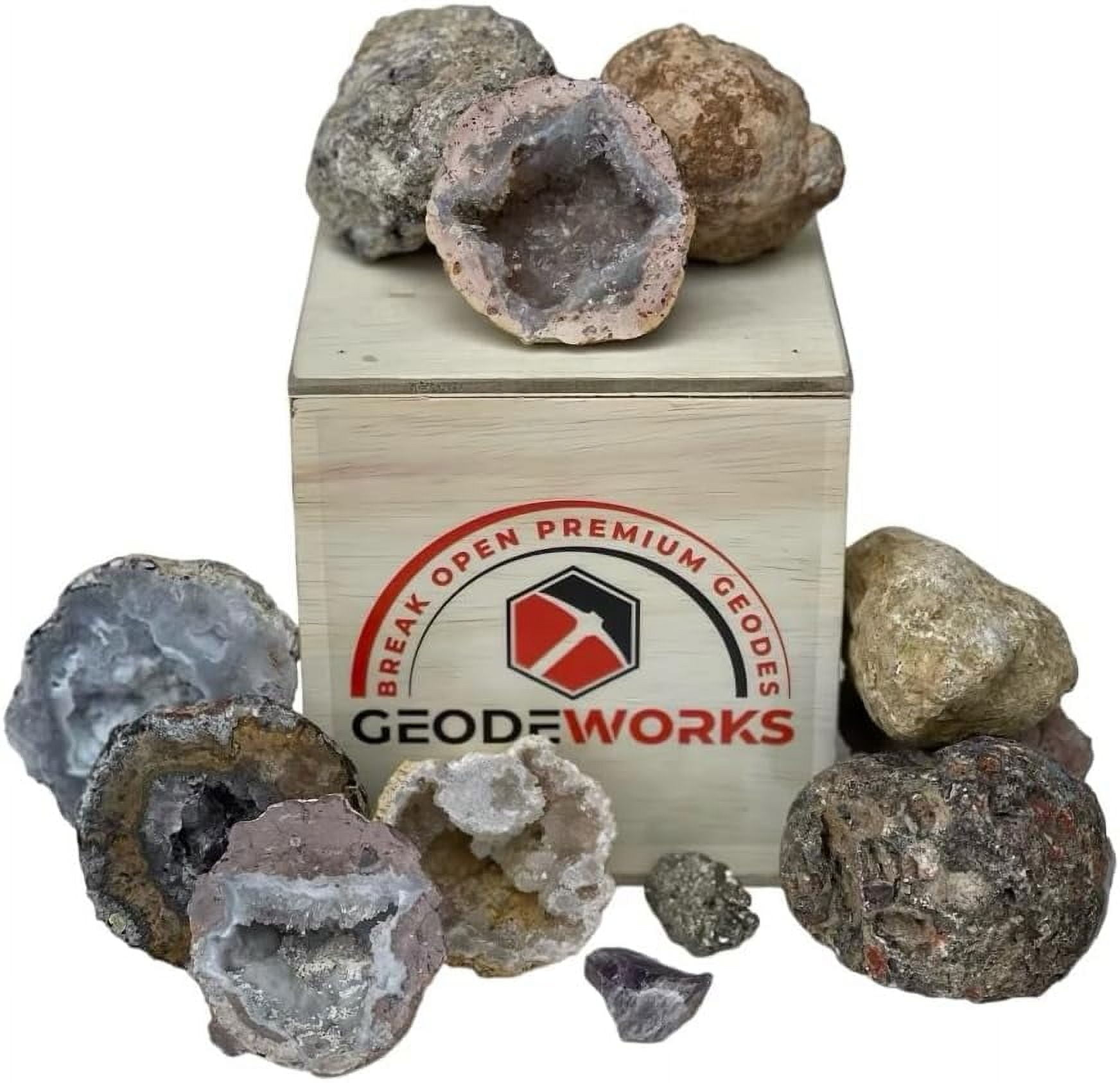 premium break open your own geodes kit - wood gift box large 5 ct ...