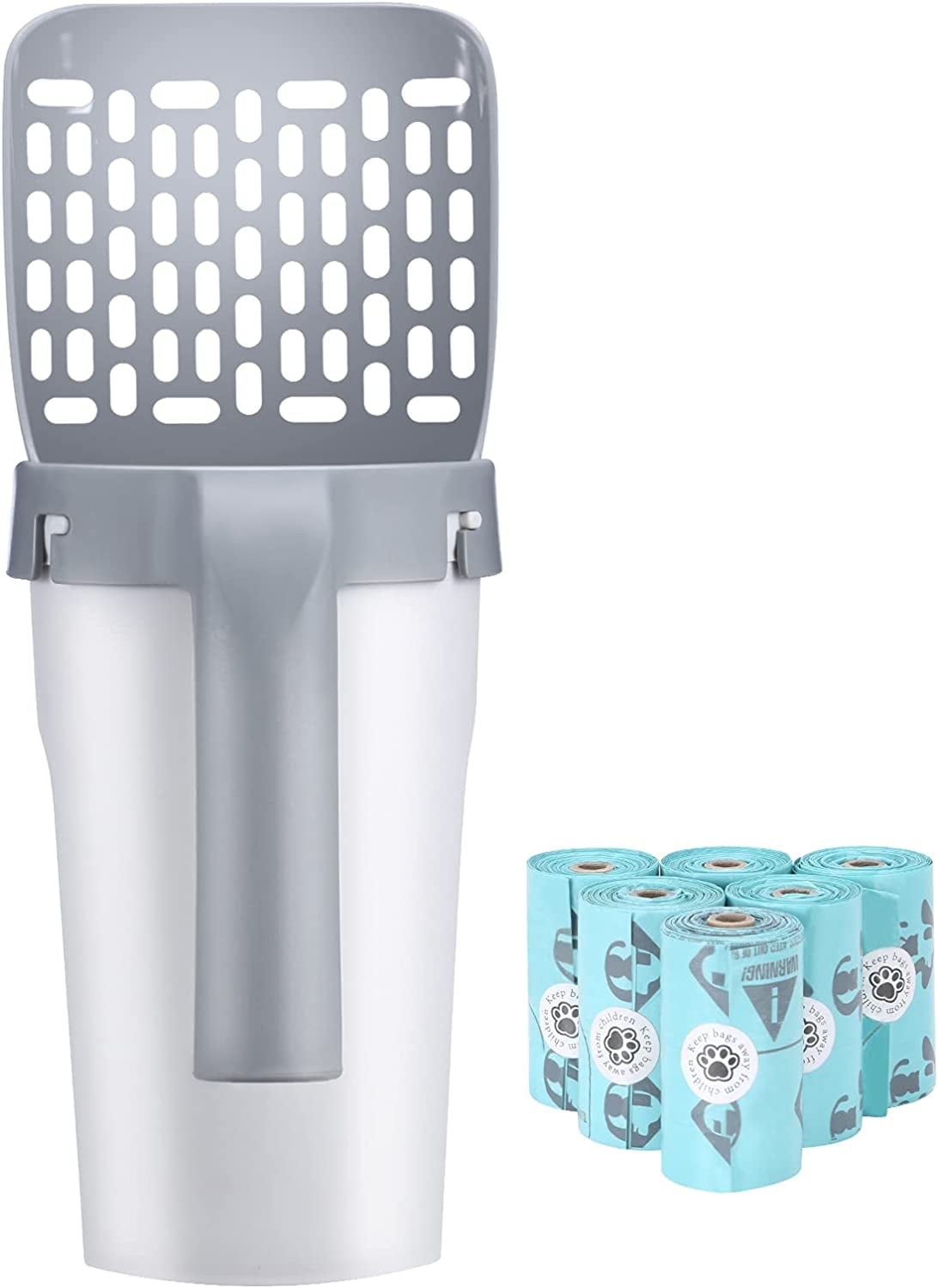 premium cat litter scoop with 90 count refill bags, integrated ...