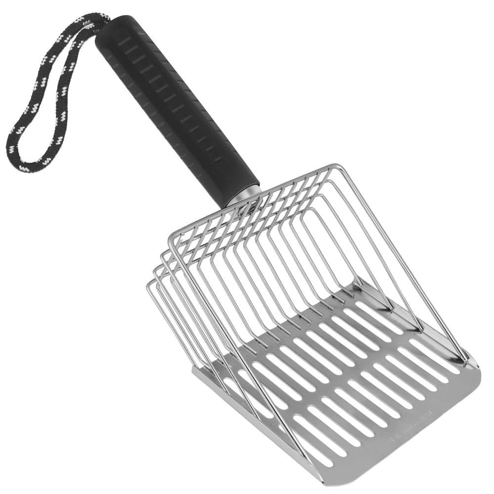premium stainless steel cat litter scoop - heavy duty metal sifter with ...