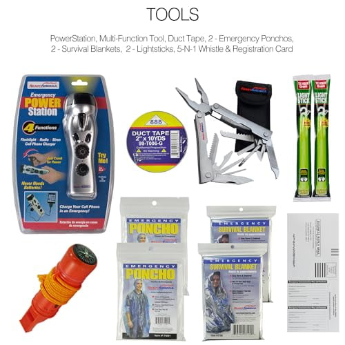 prepare America 72 Hour Deluxe Emergency Kit, 2-Person 3-Day Backpack, First Aid Kit, Survival ...