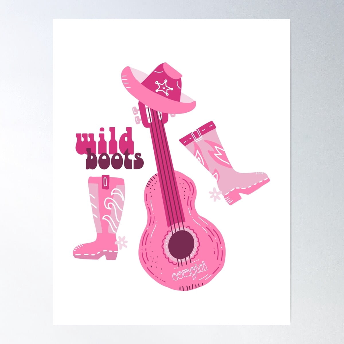 preppy pink cowgirl design Poster, 24x36 UNFRAMED - Walmart.com