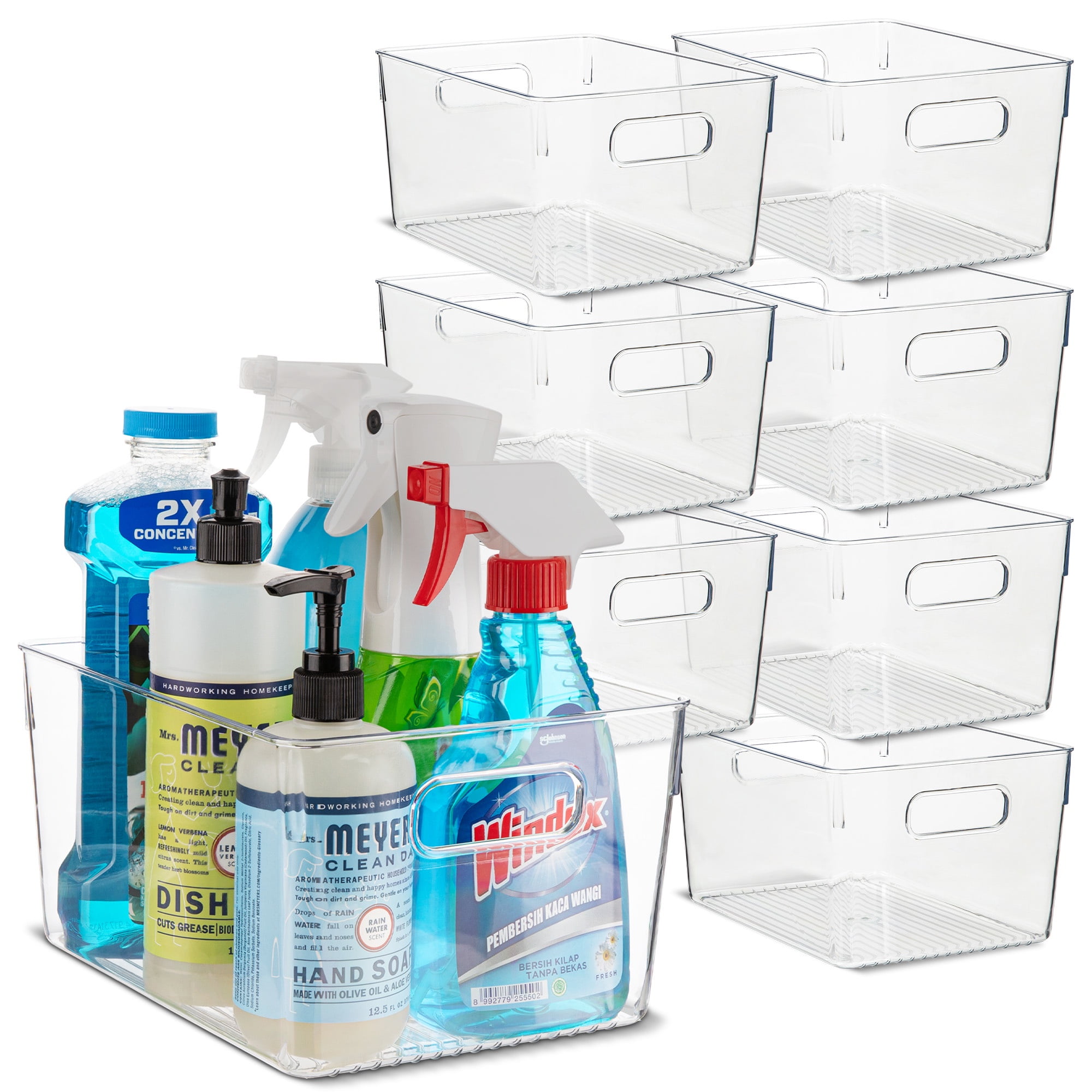 primebox Plastic Food Storage 8 Pack Clear Container Bin with Handles ...