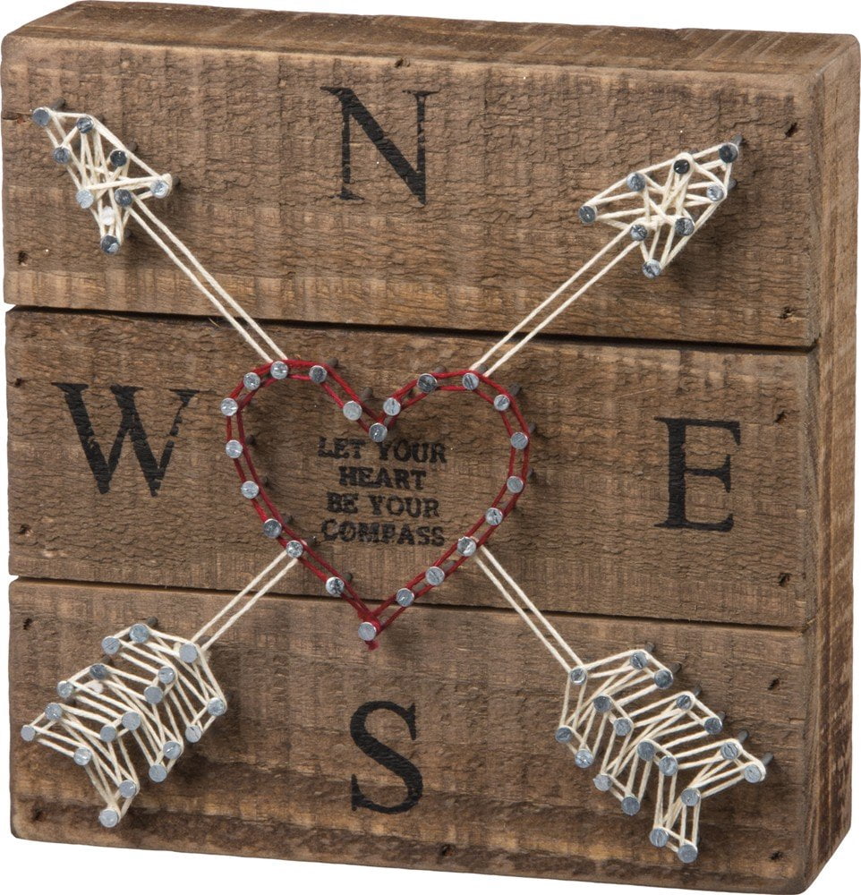 Primitives by Kathy String Art Box Sign, 6 x 6, Let Your Heart Be Your ...
