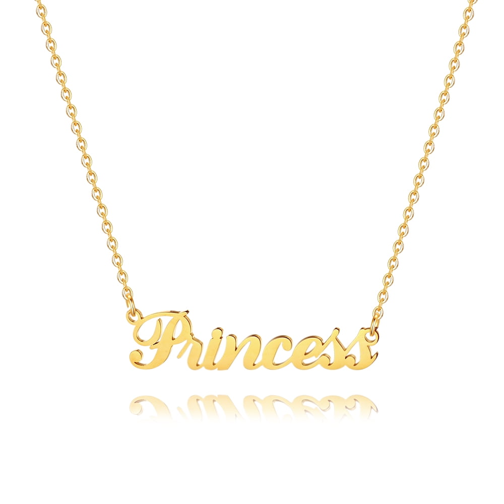 princess Name Necklace, 18K Gold Filled Custom Name Necklace ...