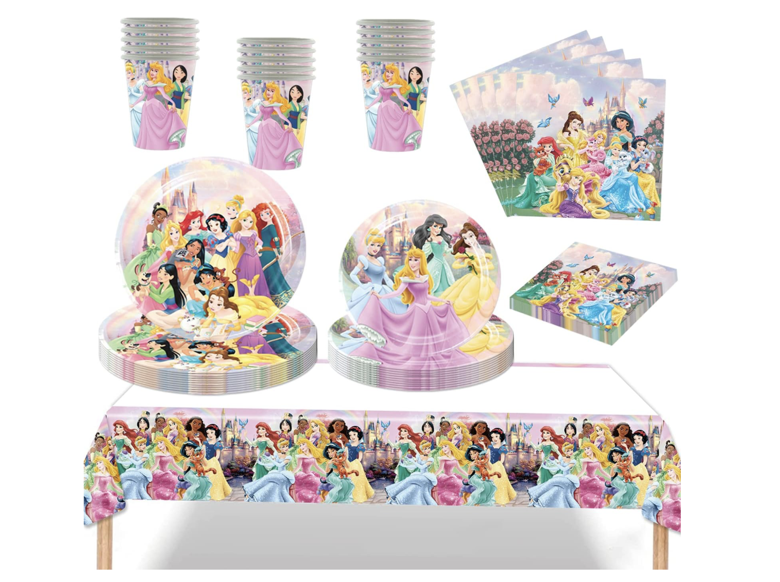 princess party kit decoration tableware , pink decor banner, balloon ...