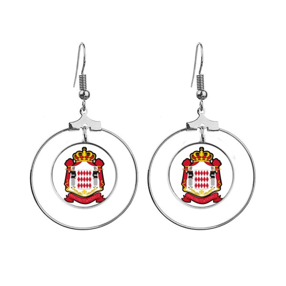 principality of monaco national emblem earrings dangle hoop jewelry ...