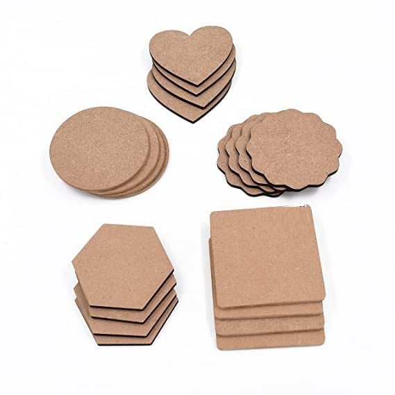 printfry DIY Coasters MDF Plain Wooden Coasters in Mixed Shapes Cutouts ...